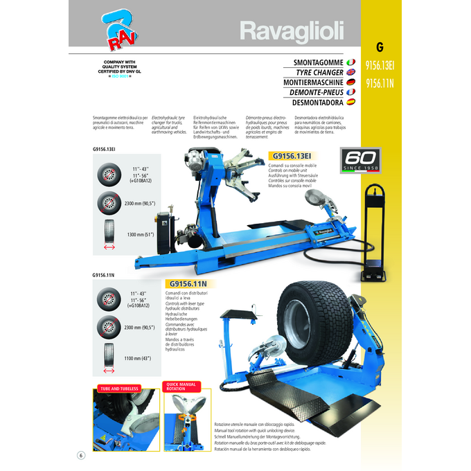 Tyre changer G9156.13EI - Ravaglioli