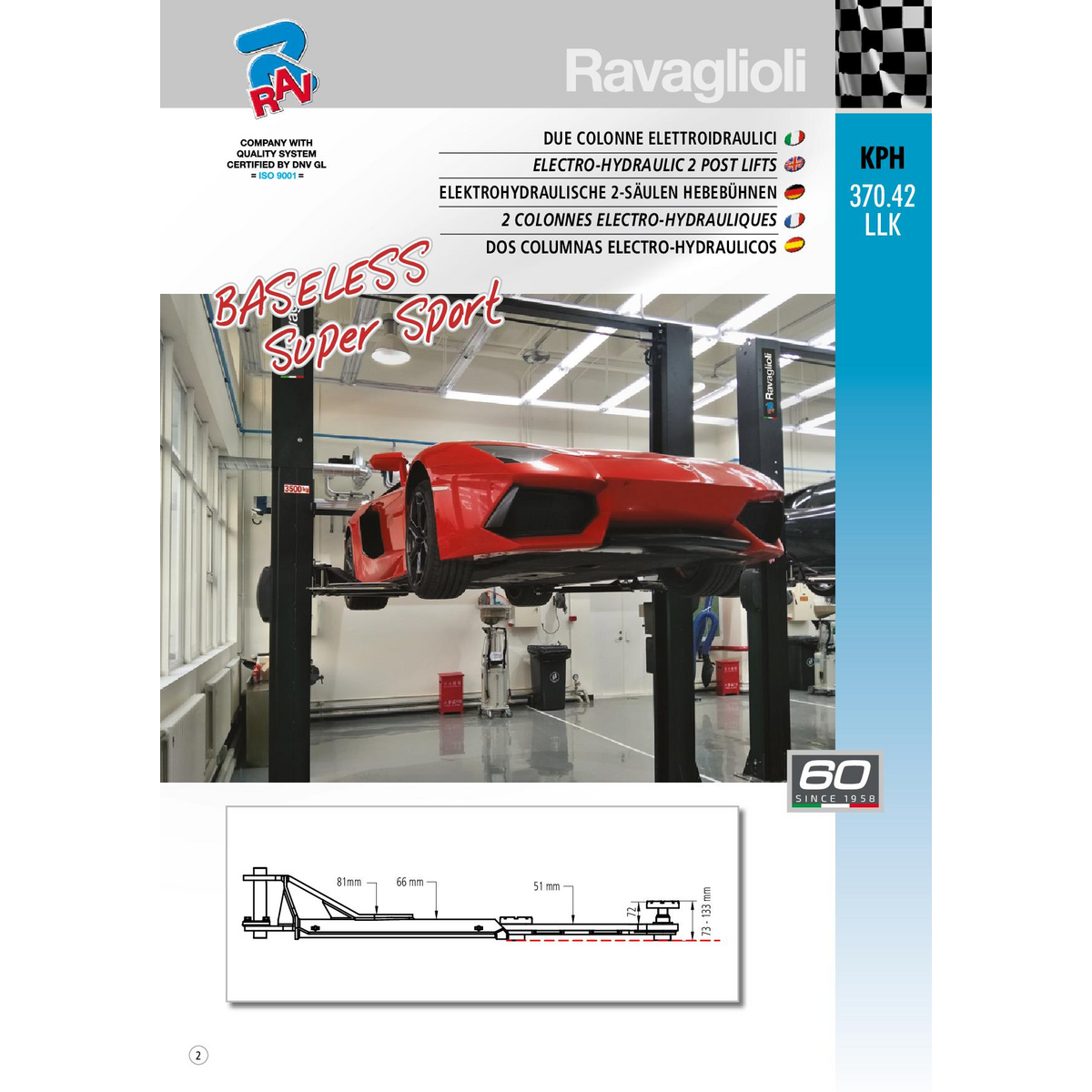 2-post lift KPH370.42LLK - Ravaglioli