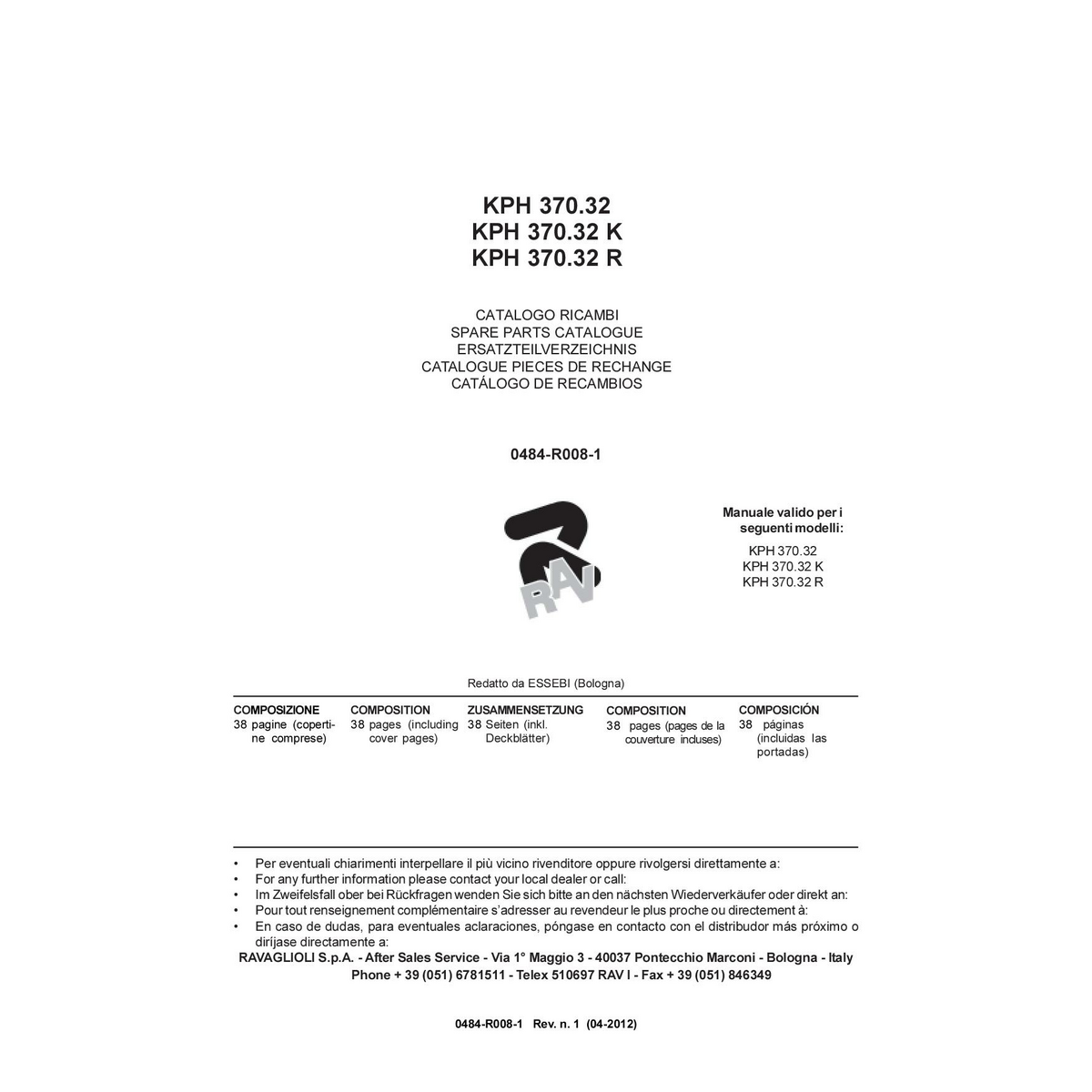 2-post lift KPH370.32R - Ravaglioli