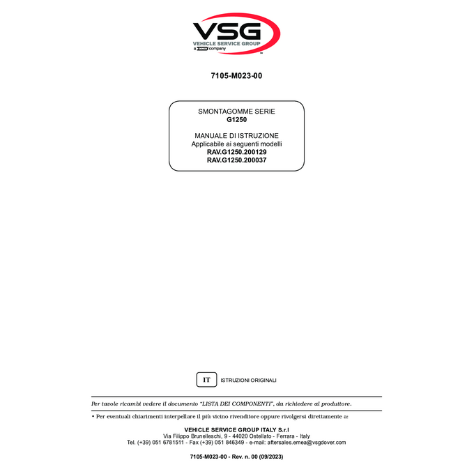 Tyre changer G1250.30PLUS - Ravaglioli