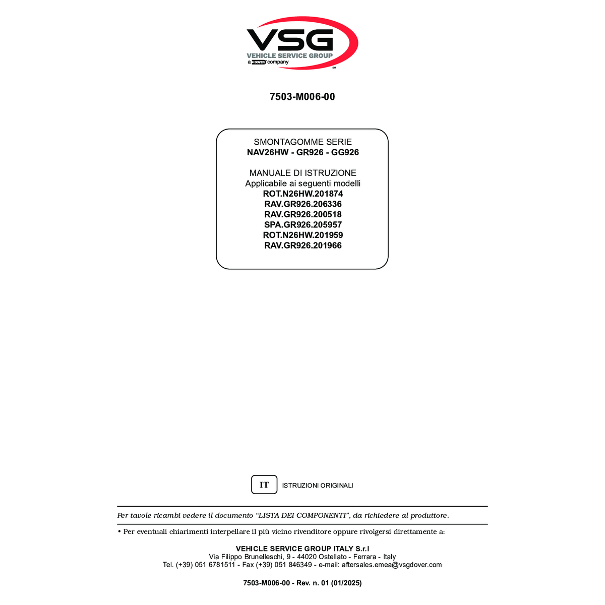 Tyre changer GRS926 - Ravaglioli