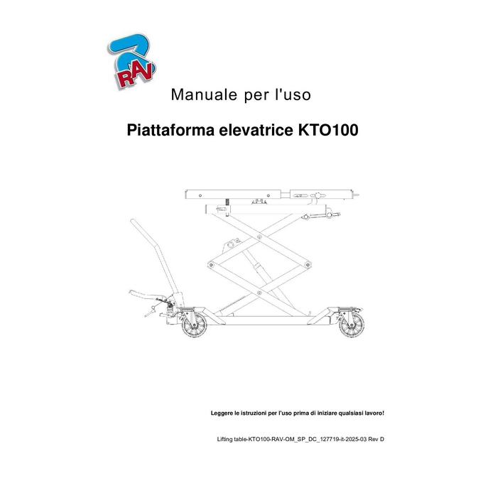 Lifting table KTO100 - Ravaglioli